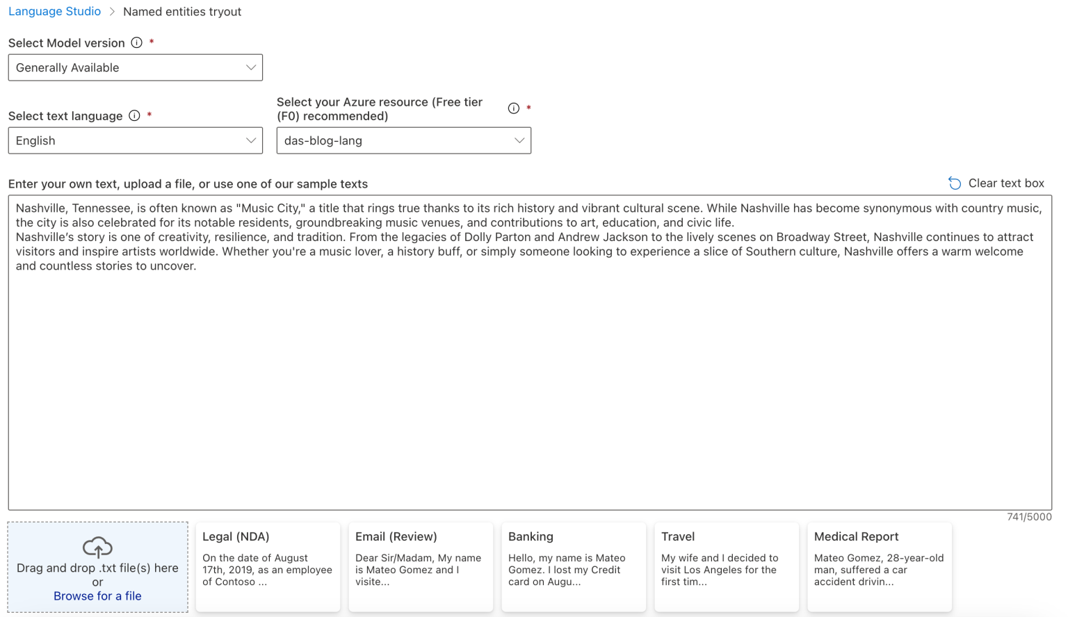 Azure AI Language Service: Named Entity Recognition – douglasstarnes.dev